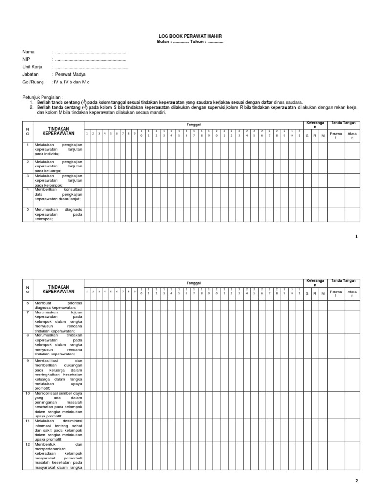 Log Book Perawat Madya Rev | PDF