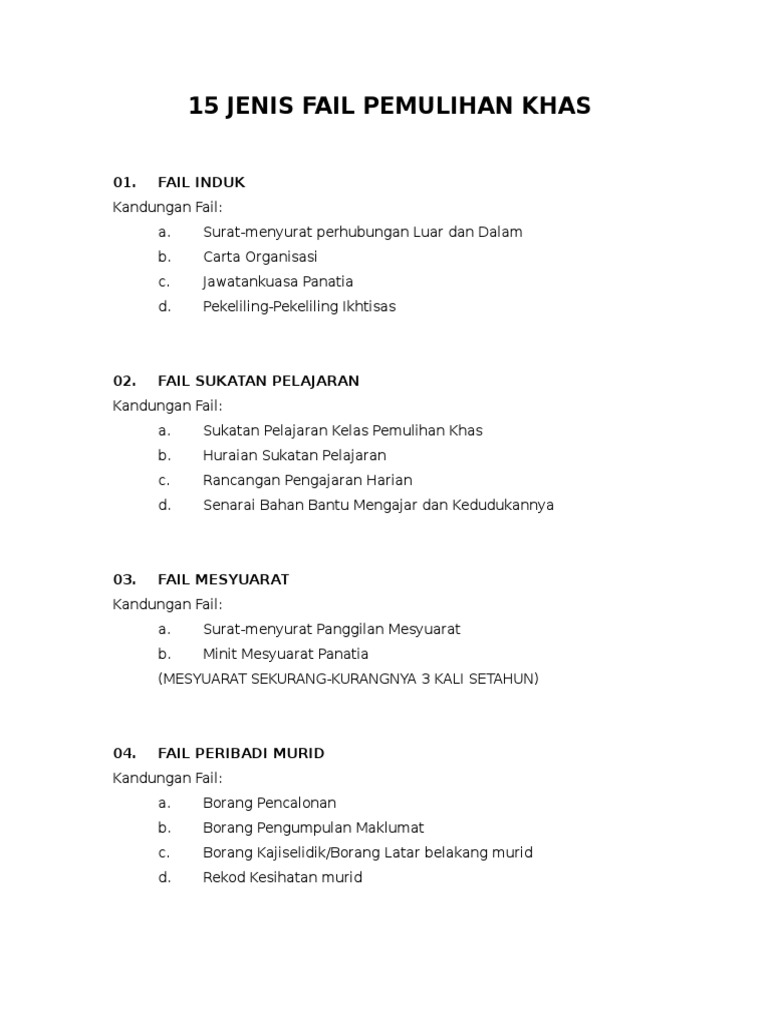 Jenis Jenis Fail Pemulihan Khas | PDF
