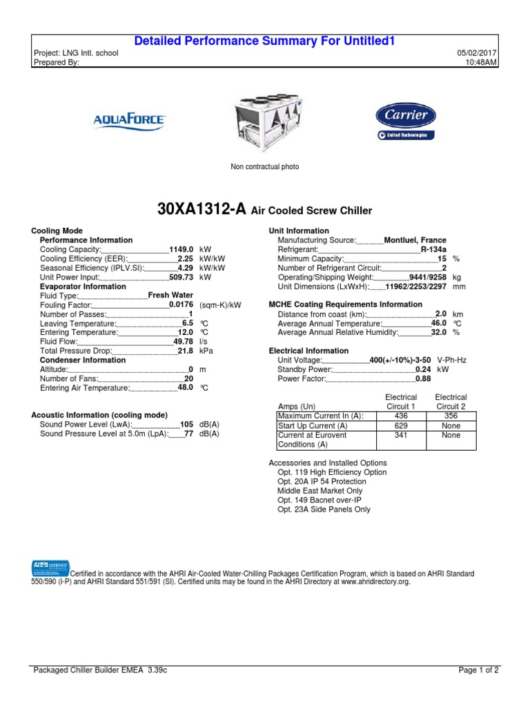 30XA1312 With IPLV Sheet | PDF | Air Conditioning | Engineering ...