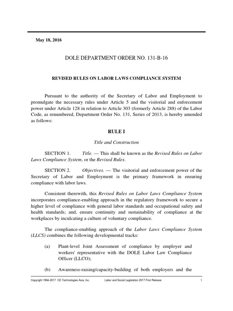 Dole Do 131-B-16 | PDF | Employment | Occupational Safety And Health