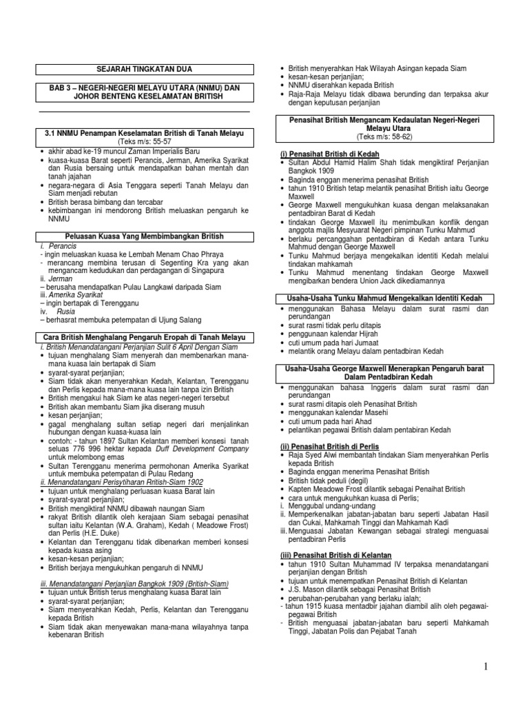 Nota Sejarah Bab 3 - Tingkatan 2 | PDF