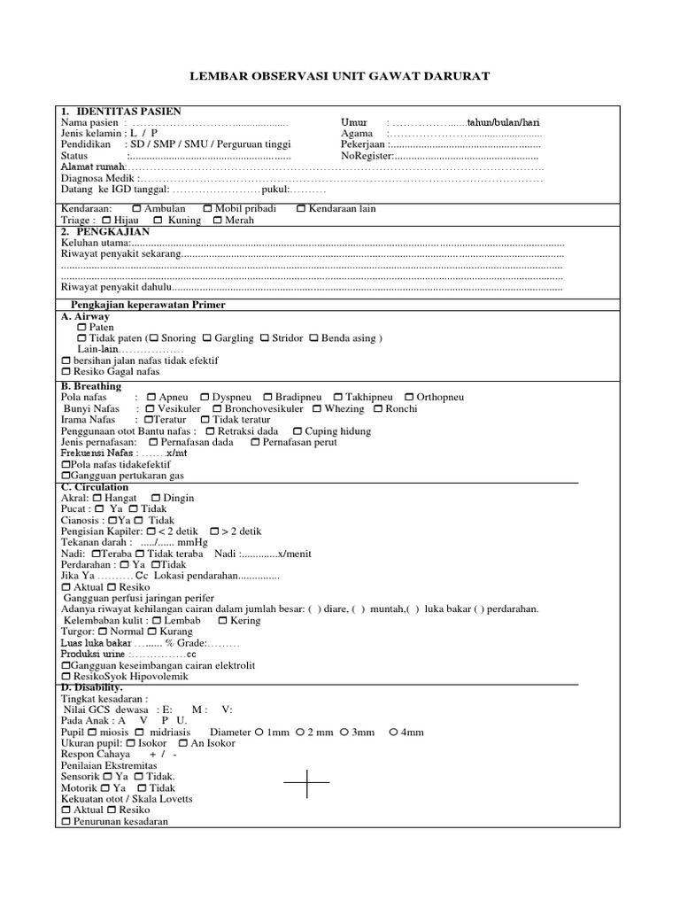 Lembar Observasi Ugd | PDF