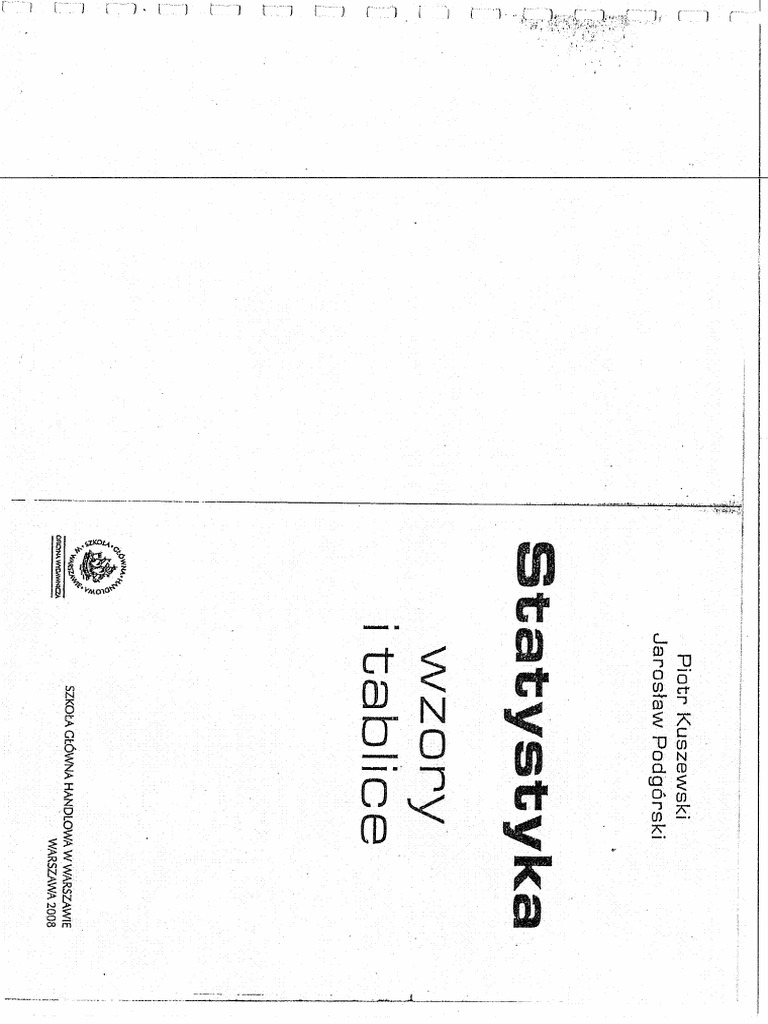 Podgorski - Statystyka - Wzory I Tablice | PDF