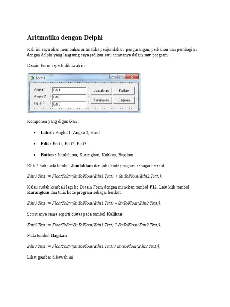 Aritmatika Dengan Delphi | PDF | Komputer