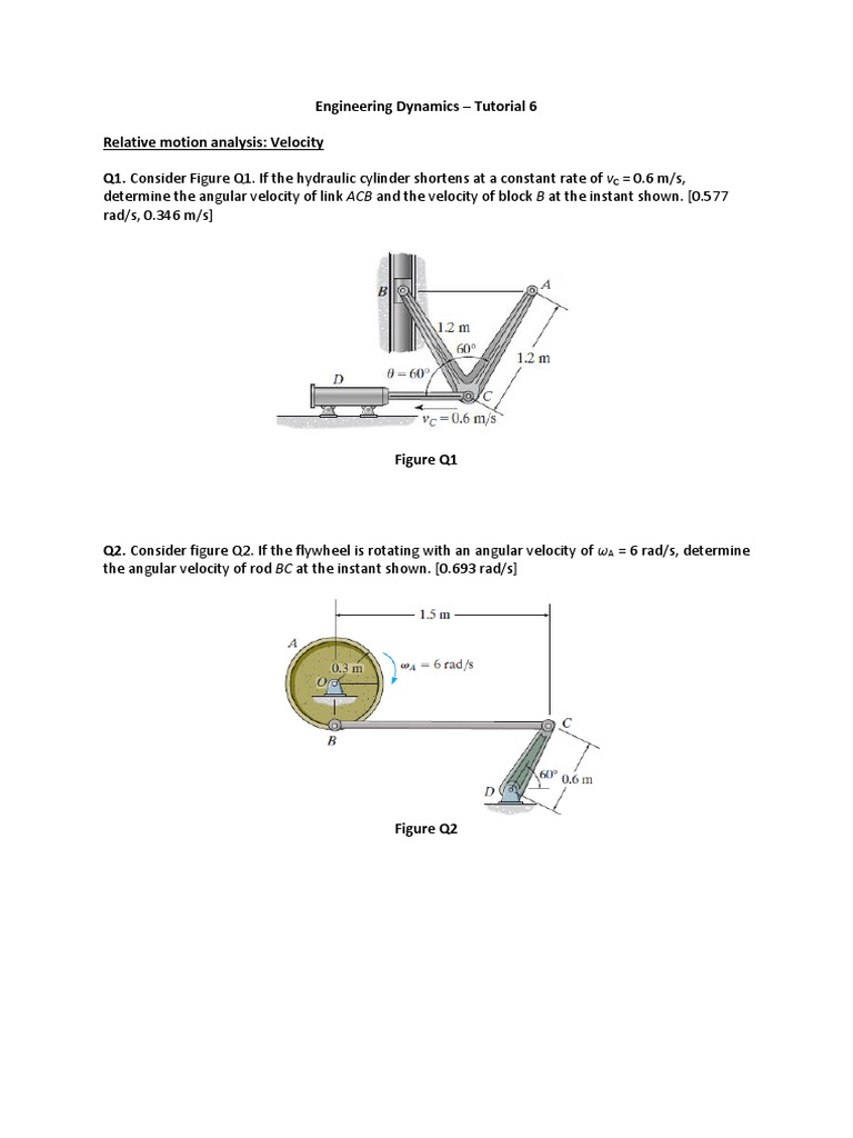 Tutorial 6 | PDF | Velocity | Kinematics
