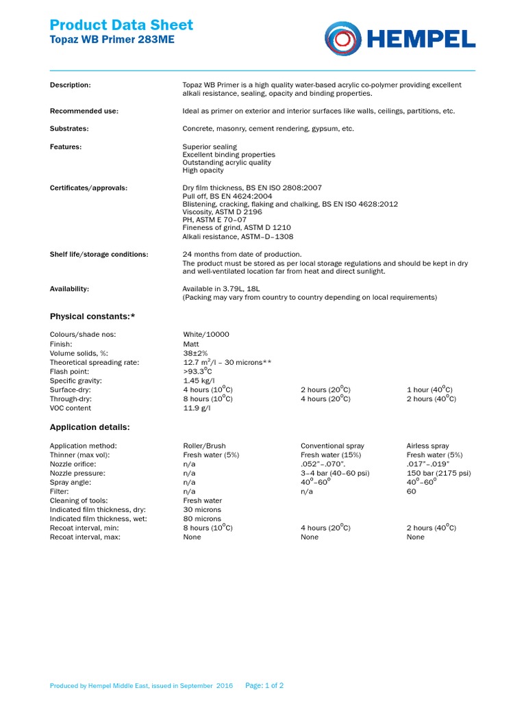 Pds Topaz WB Primer 283me En-Gb | PDF | Paint | Building Engineering