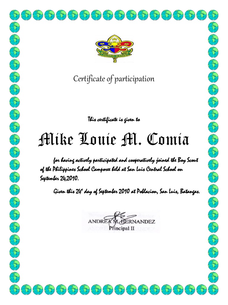 Certificate of Participation GSP | PDF | Hobbies | Child Related ...