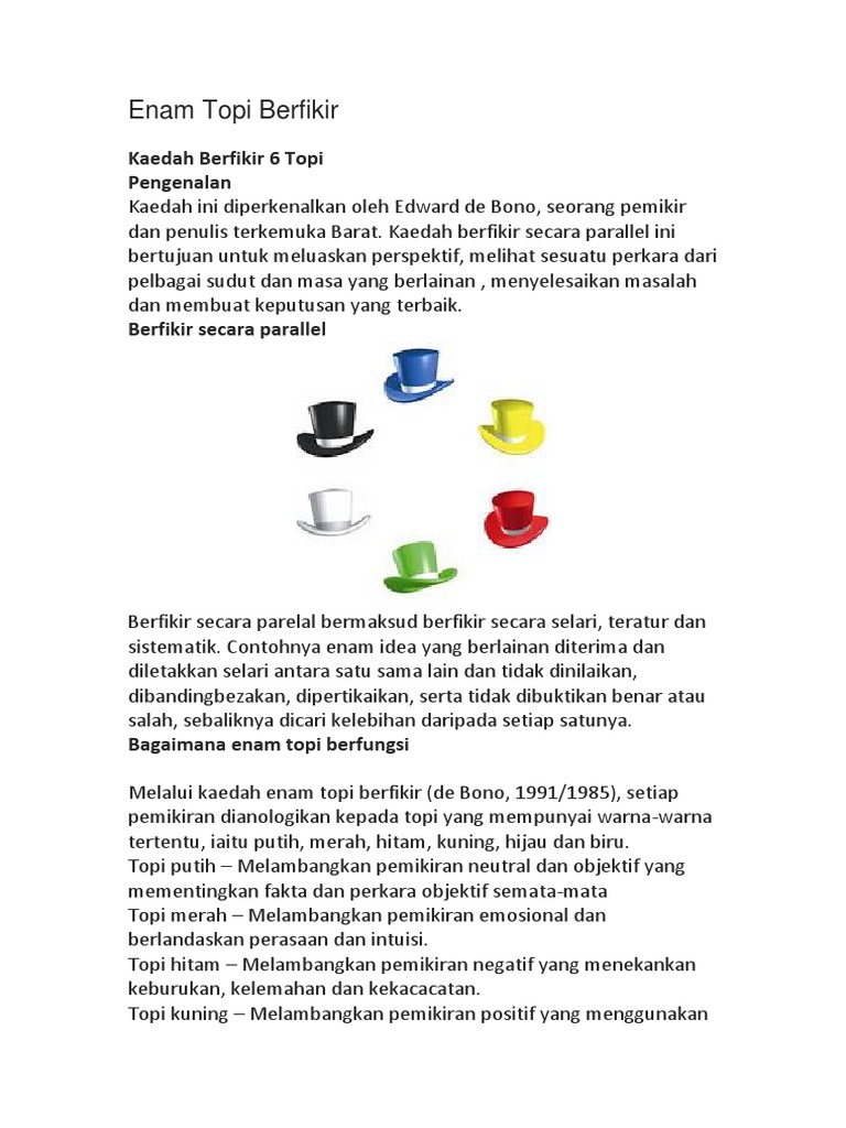 Enam Topi Berfikir | PDF | Pengembangan Diri