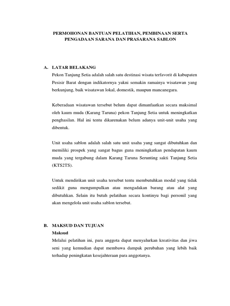 Proposal Pelatihan Sablon | PDF