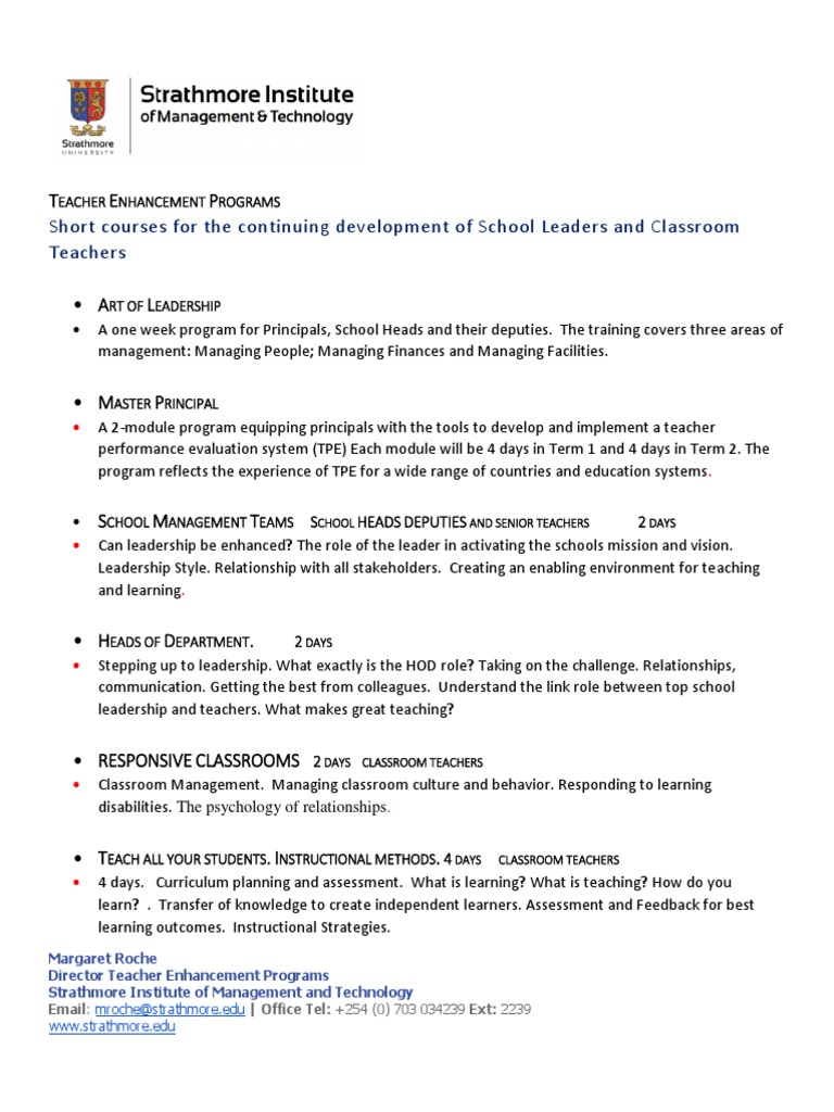 Teacher Enhancement Programs Overview | PDF | Career & Growth