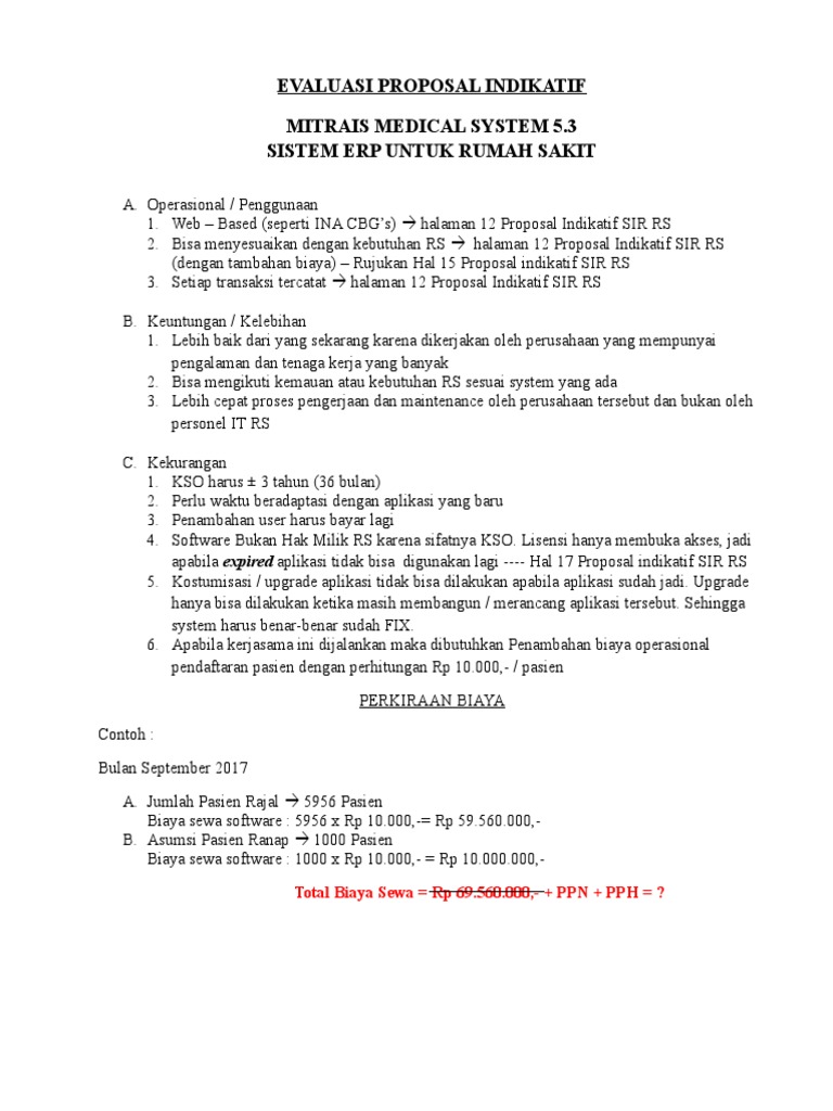 Evaluasi Proposal Indikatif Sim Rs | PDF