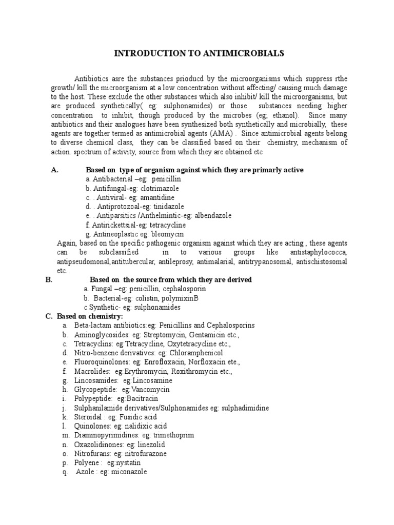 Classification and Dosage of Antimicrobial Agents in Veterinary ...