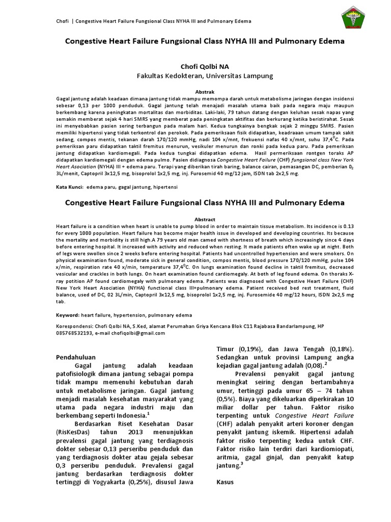 CHF NYHA Class III with Pulmonary Edema | PDF