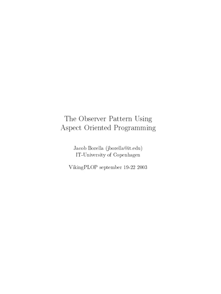 The Observer Pattern Using Aspect Oriented Programming | Download Free PDF | Class (Computer ...