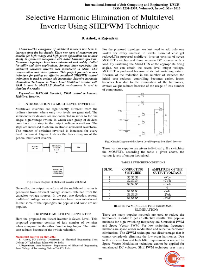 6.selective Harmonic Elimination of Multilevel Inverter Using SHEPWM Technique | PDF | Power ...