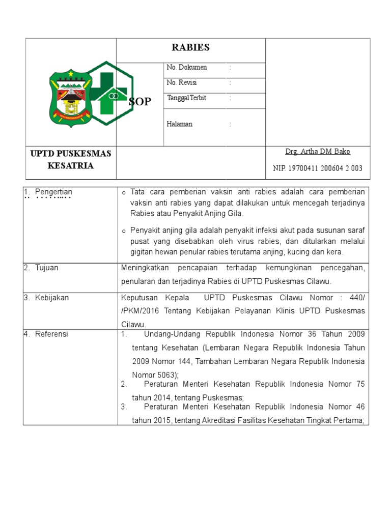 Sop Rabies | PDF | Pengembangan Diri | Kesehatan Holistik