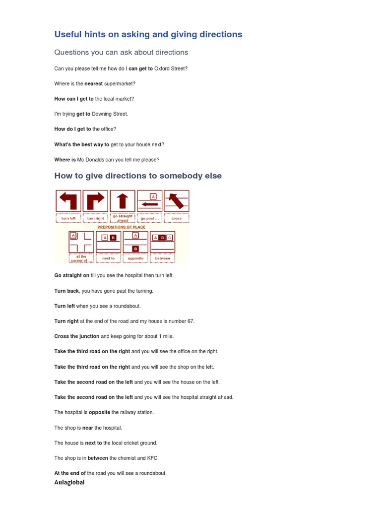 Asking and Giving Directions | PDF