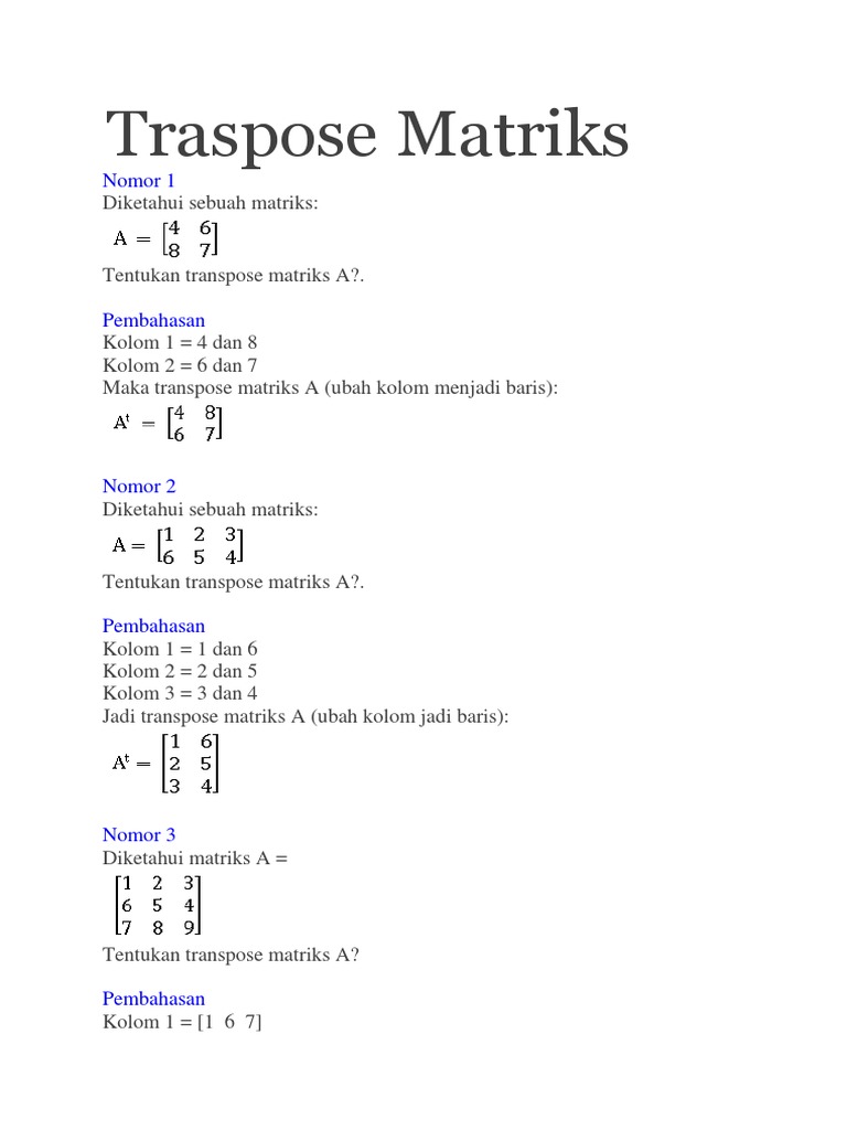 MATRIKS TRANSPOSE | PDF