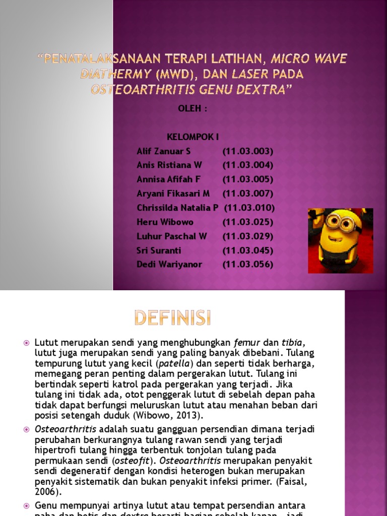 Penatalaksanaan Fisioterapi Pada Osteoarthritis Genu Dextra | PDF