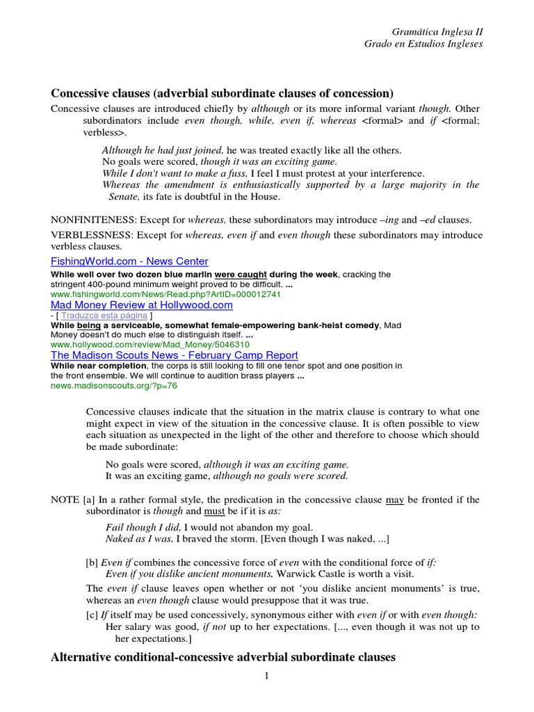 Clauses of Concession and Contrast | PDF | Clause | Syntax