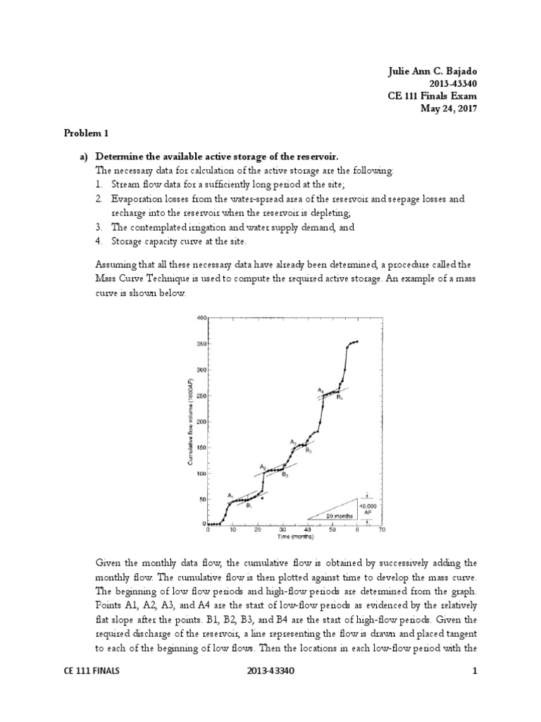 CE 111 Finals Answer | PDF | Spillway | Dam