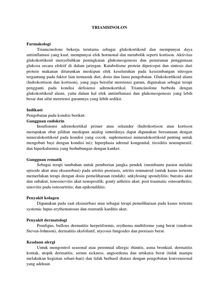 Triamcinolone: Indikasi dan Efek Samping | PDF