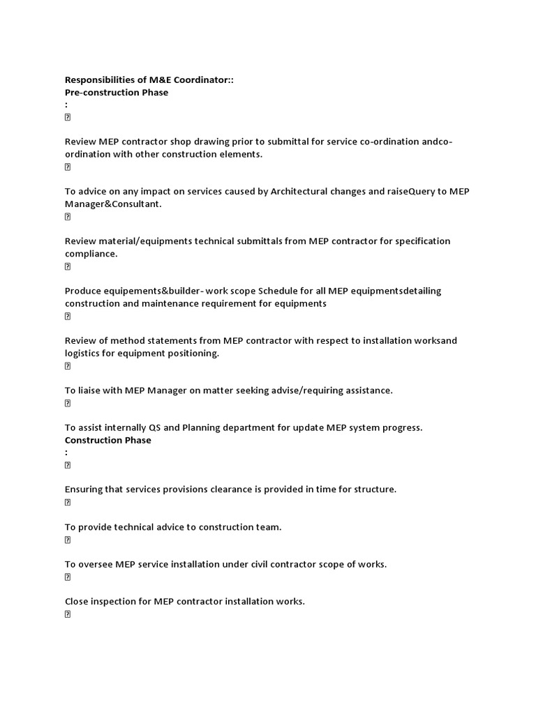Mep Coordinator | PDF