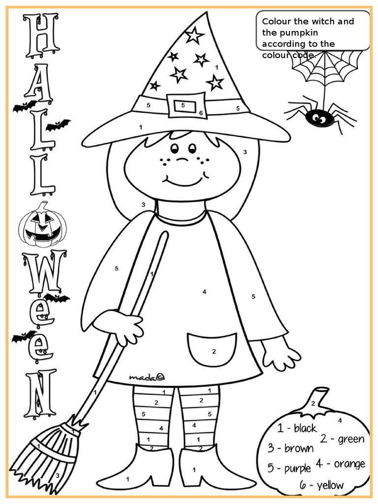 Halloween Witch Colouring Classroom Posters Fun Activities Games 59882 ...