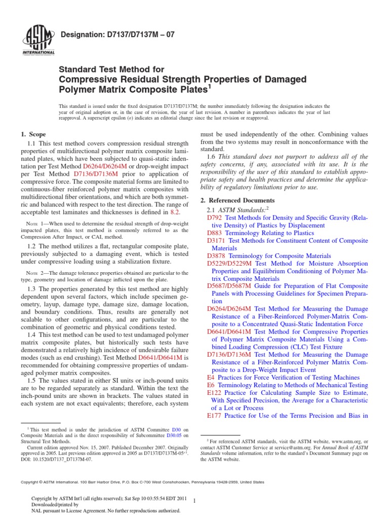 Astm d7137 | PDF | Composite Material | Coefficient Of Variation