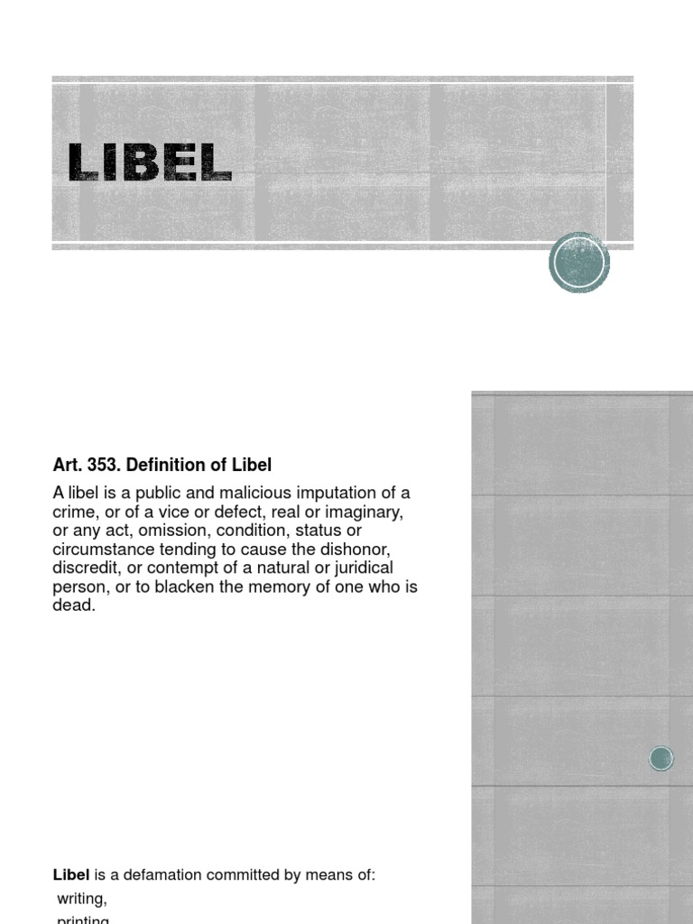 Libel | PDF | Defamation | Government Information