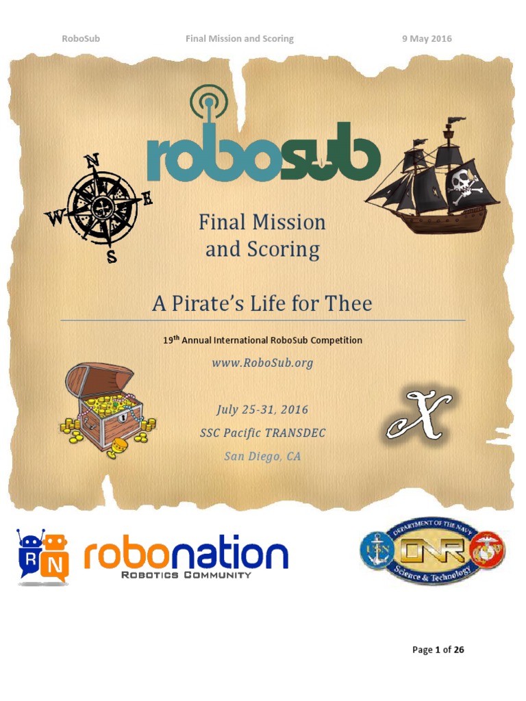 RoboSub 2016 Final Mission and Scoring | PDF | Battery (Electricity) | Vehicles