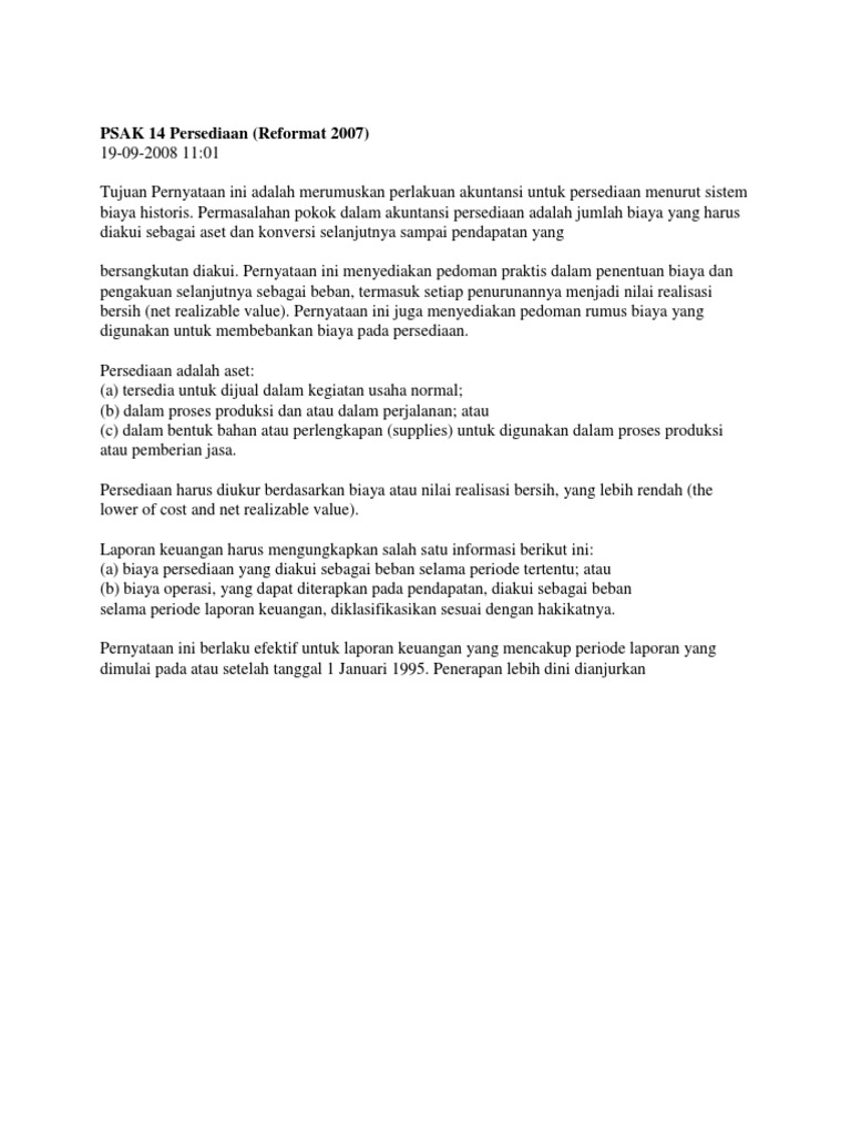 PSAK 14 Persediaan | PDF