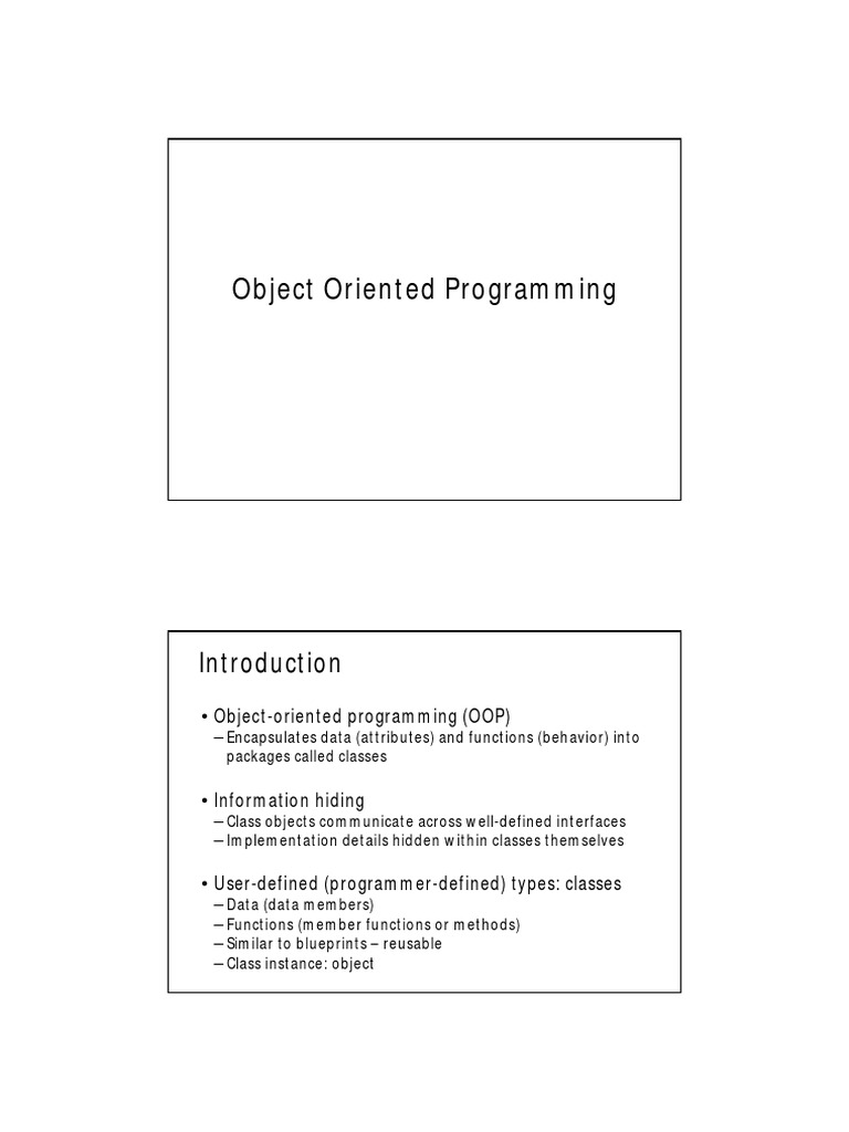 Object-Oriented Programming (OOP) | PDF | Class (Computer Programming) | Constructor (Object ...