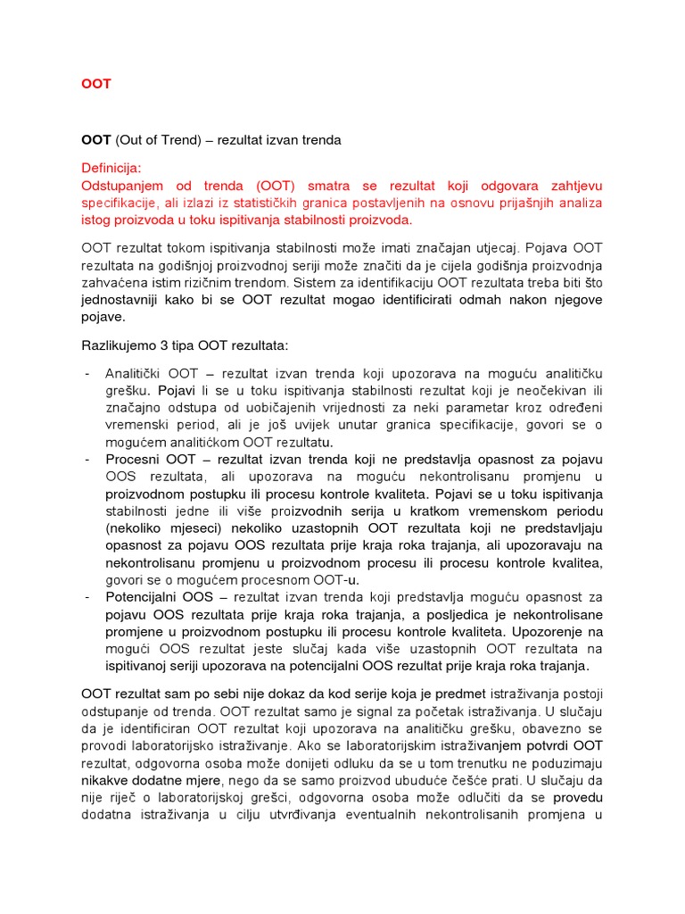 OOT (Out of Trend) | PDF