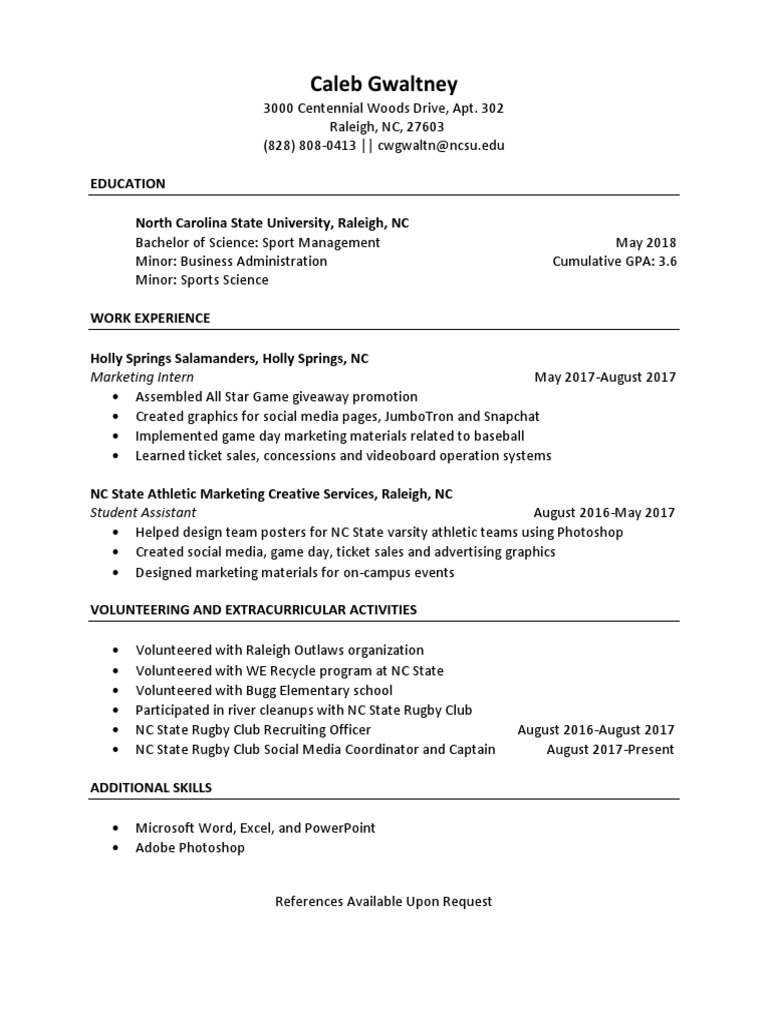 Sport Management Resume | PDF