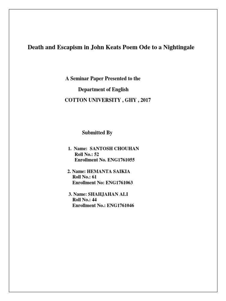 Death and Escapism in John Keats Poem Ode To a Nightingale | John Keats ...