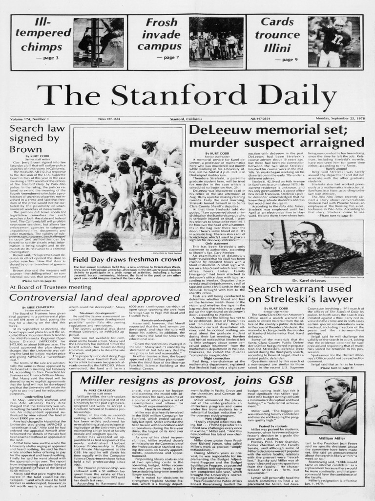 Stanford Daily 19780925 0001 PDF | PDF | Stanford University | Gerald Ford