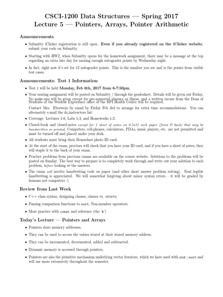 05 Pointers Pdf Pointer Computer Programming Subroutine 5535