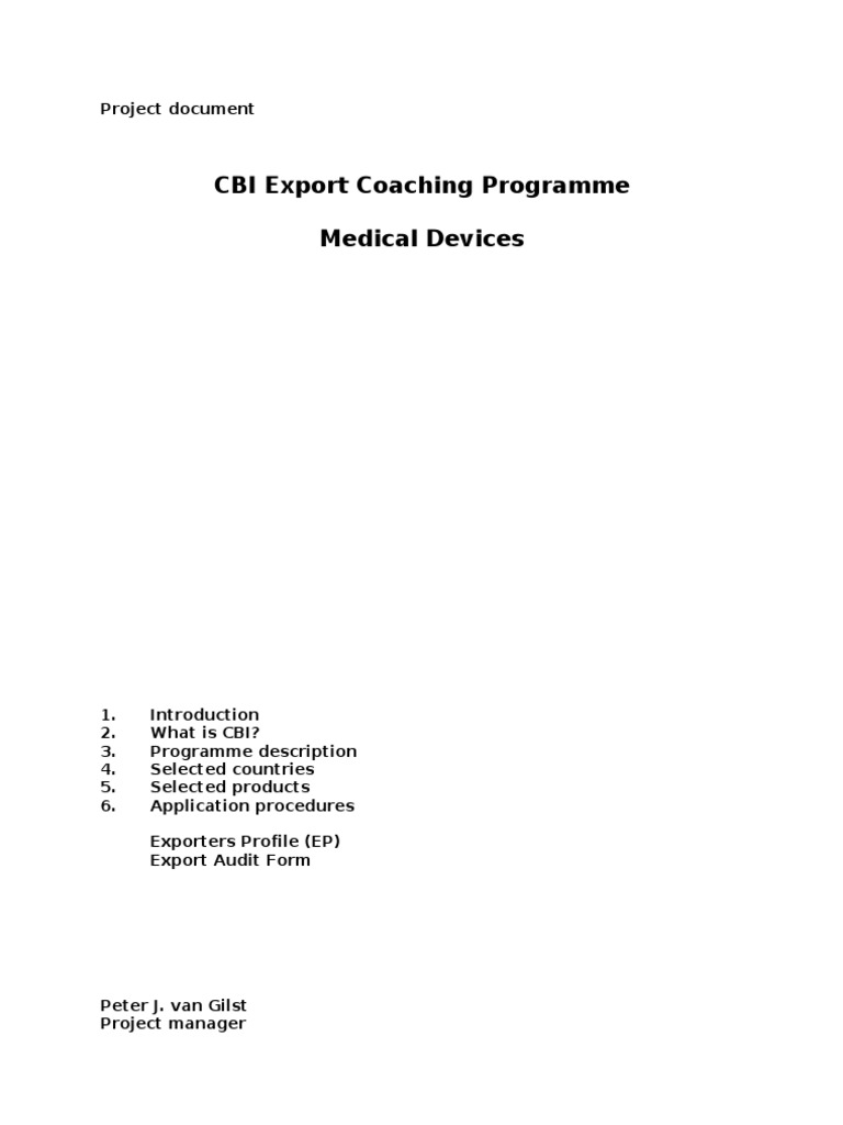 Project Document ECP Medical Devices | PDF | Surgery | European Union