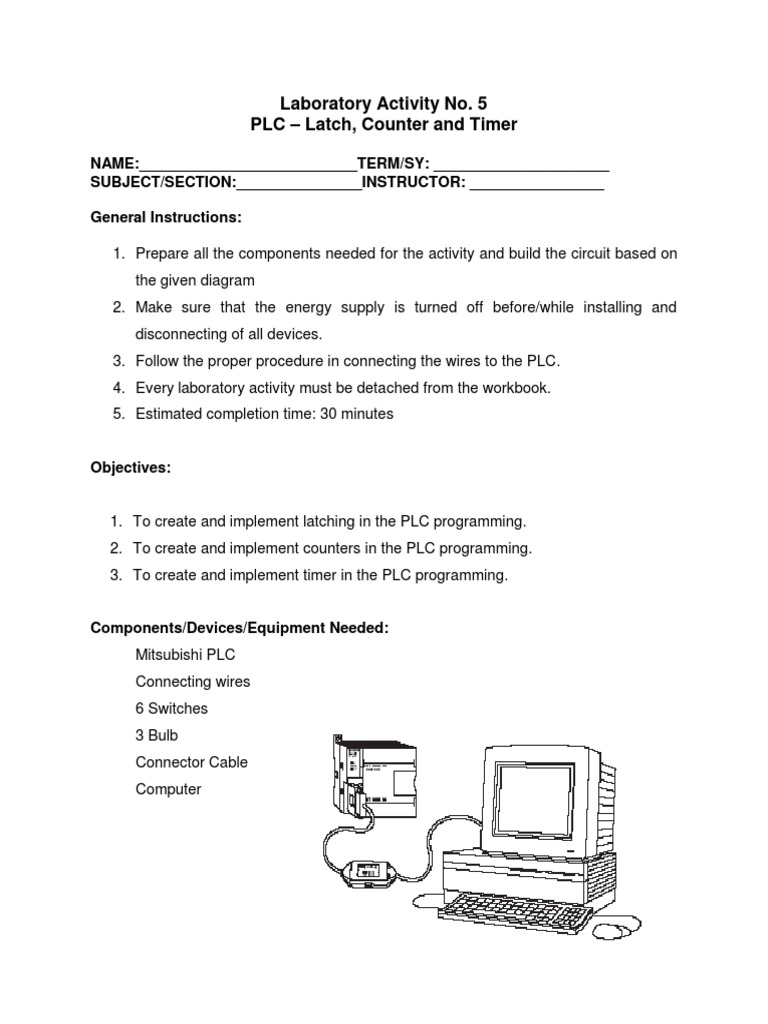 Exp5 PLC Latch Counter and Timmer | PDF | Programmable Logic Controller | Electrical Engineering