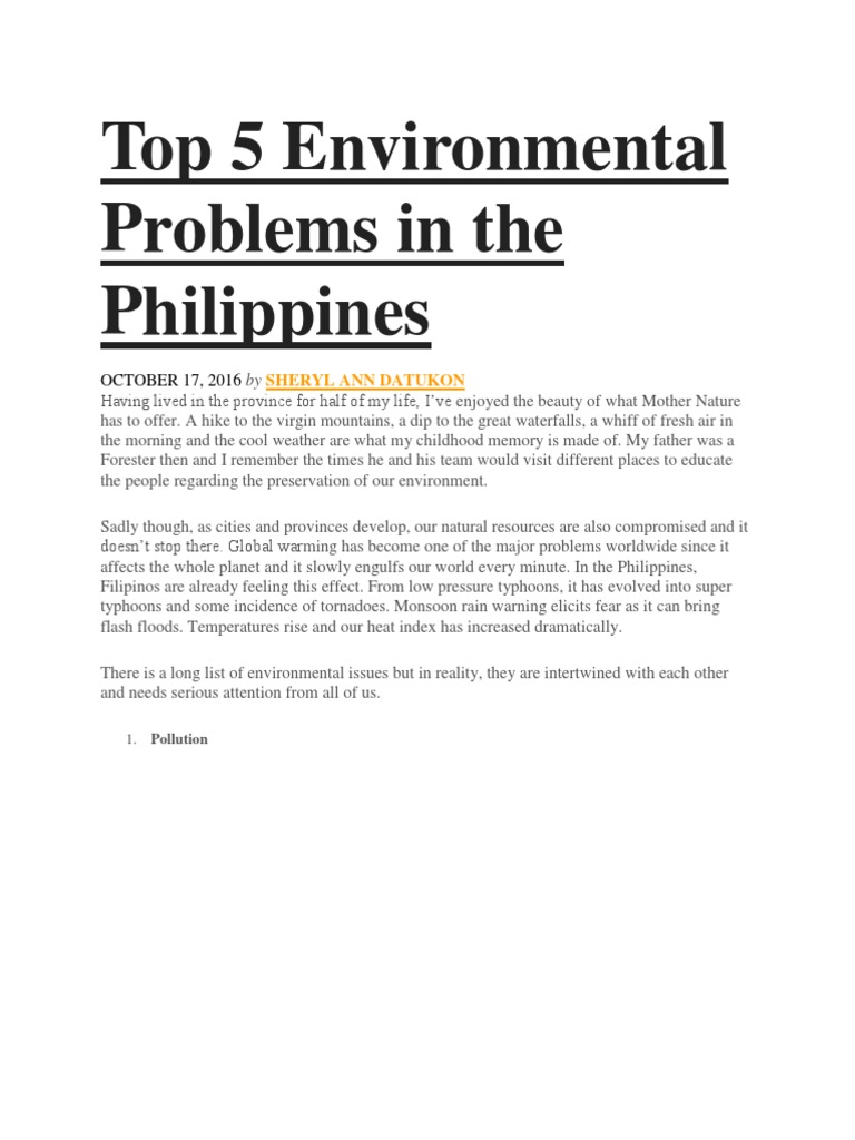 Top 5 Environmental Issues in the Philippines | PDF | Human ...