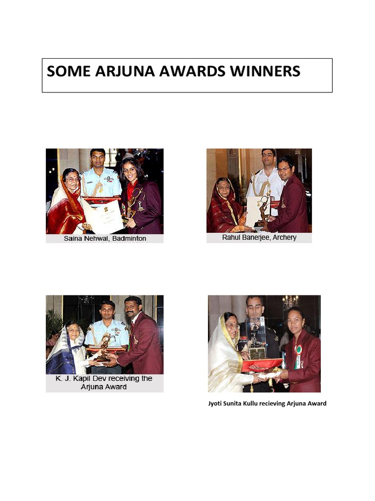 Some Arjuna Awards Winners: Jyoti Sunita Kullu Recieving Arjuna Award | PDF