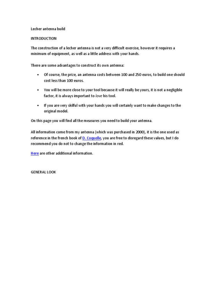 Lecher Antenna Build | PDF | Antenna (Radio) | Wire