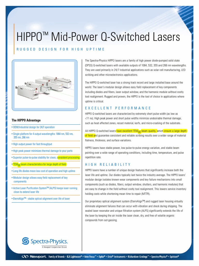 Hippo Dpss Lasers SP | PDF | Laser | Optics