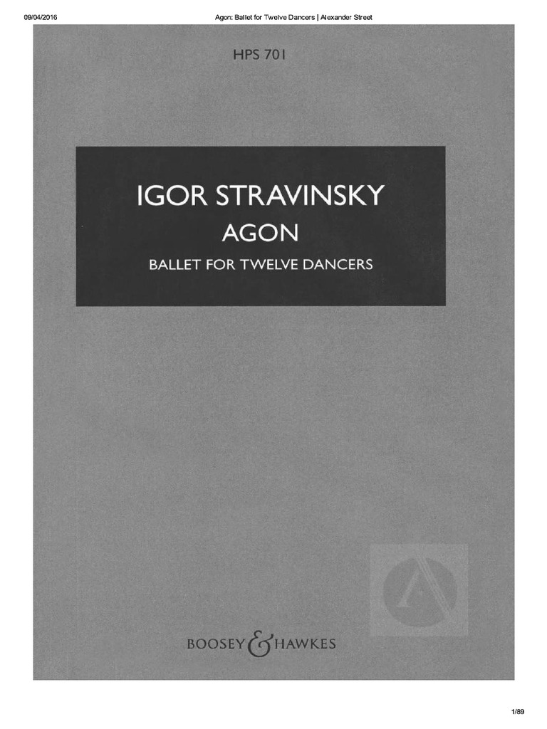 Igor Stravinsky Agon Full Score | PDF | Compositions | Musical Compositions