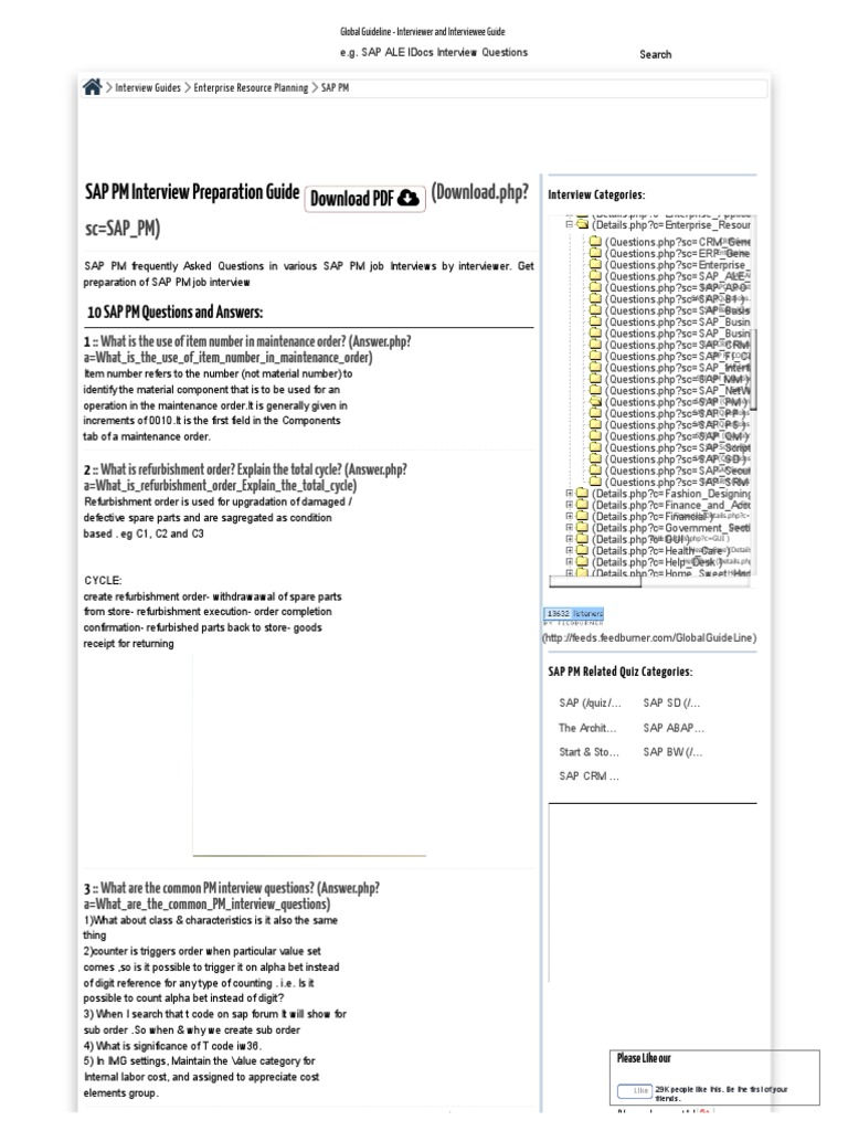 Top 10 SAP PM Interview Questions and Answers | PDF | Software ...