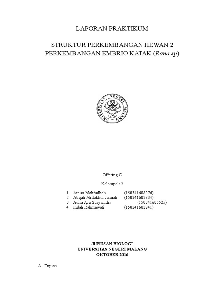 Laporan Perkembangan Embrio Katak Fix | PDF