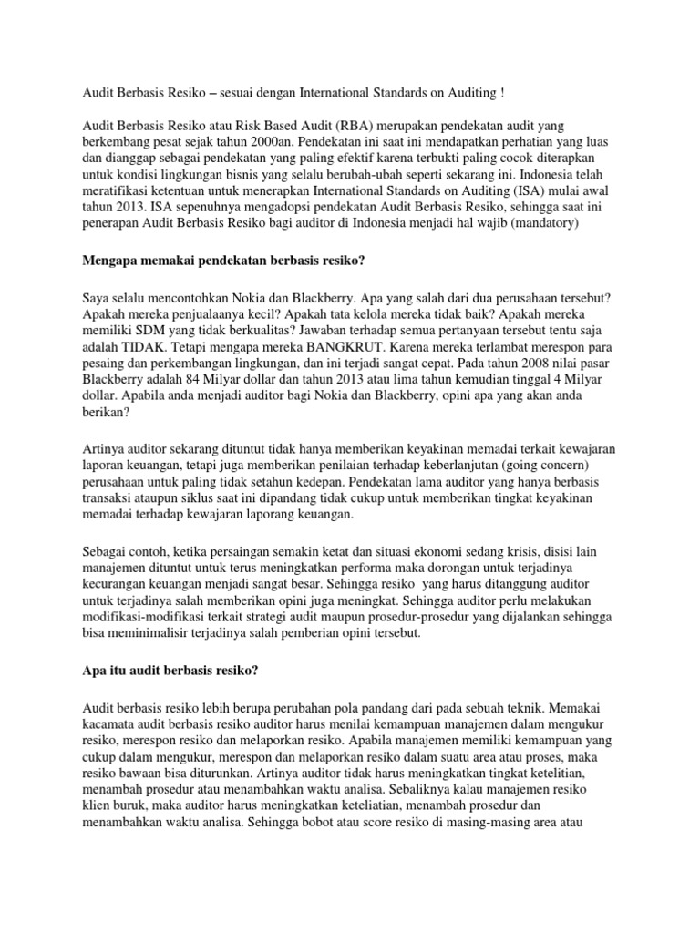 Audit Berbasis Resiko | PDF