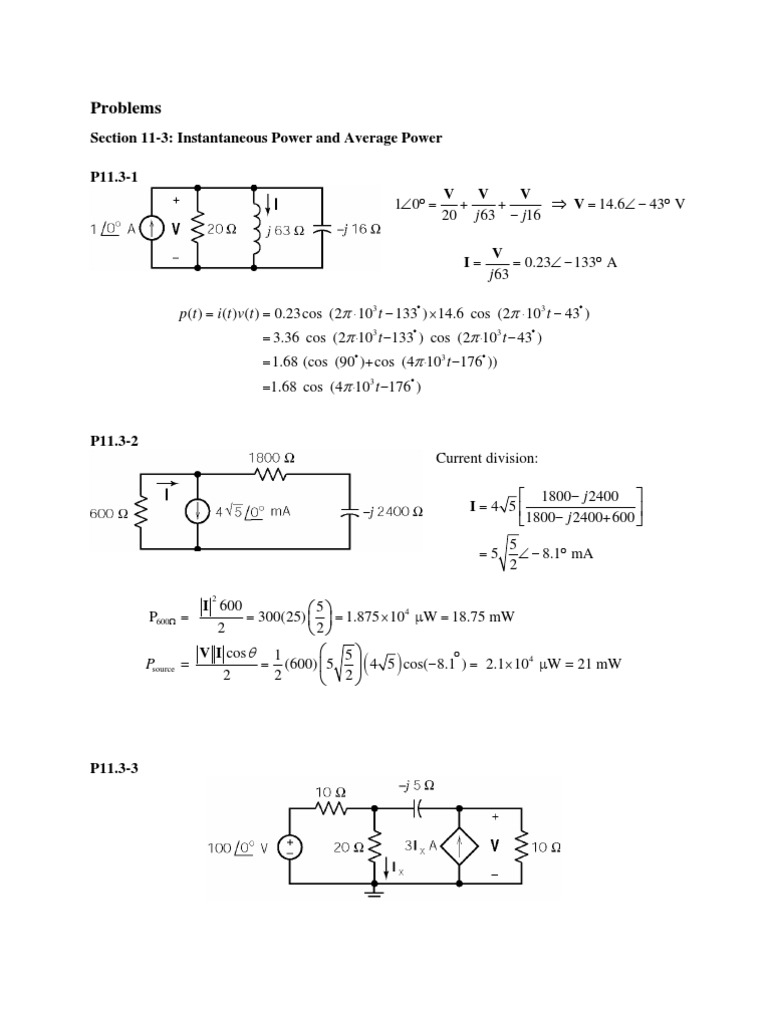 Chapter 11 - AC Steady-State Power | PDF | Electrical Impedance | Electric Power