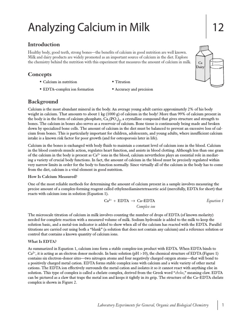 12 Analyzing Calcium in Milk - S | PDF | Ethylenediaminetetraacetic ...